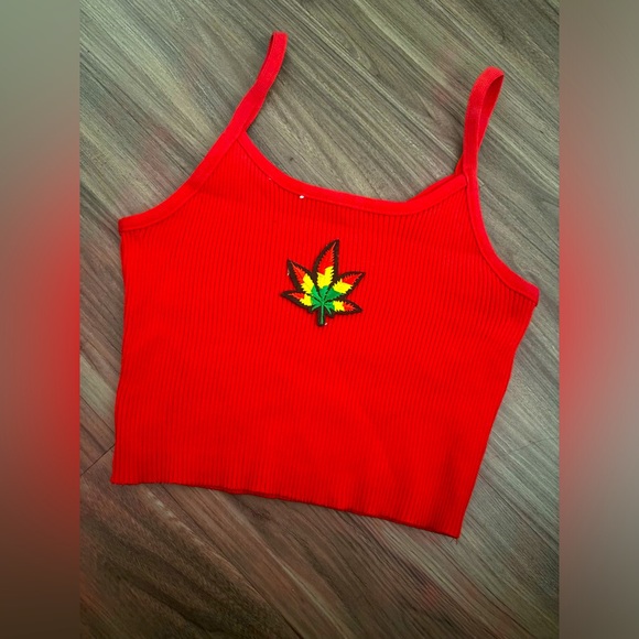 Tops | Rasta Weed Leaf Crop Top Red | Poshmark